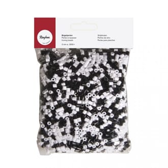 Strykeperler - Sort & hvit, 5 mm, ca 3000 perler - HOBBYKUNST NORGE