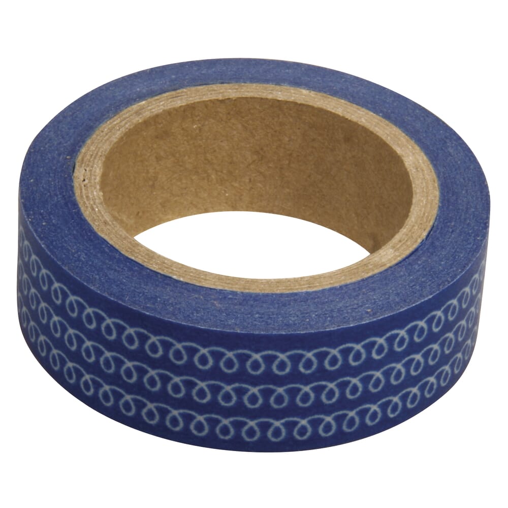 Washi Tape Spiral, royal blue, 15mm, roll 15m - HOBBYKUNST NORGE