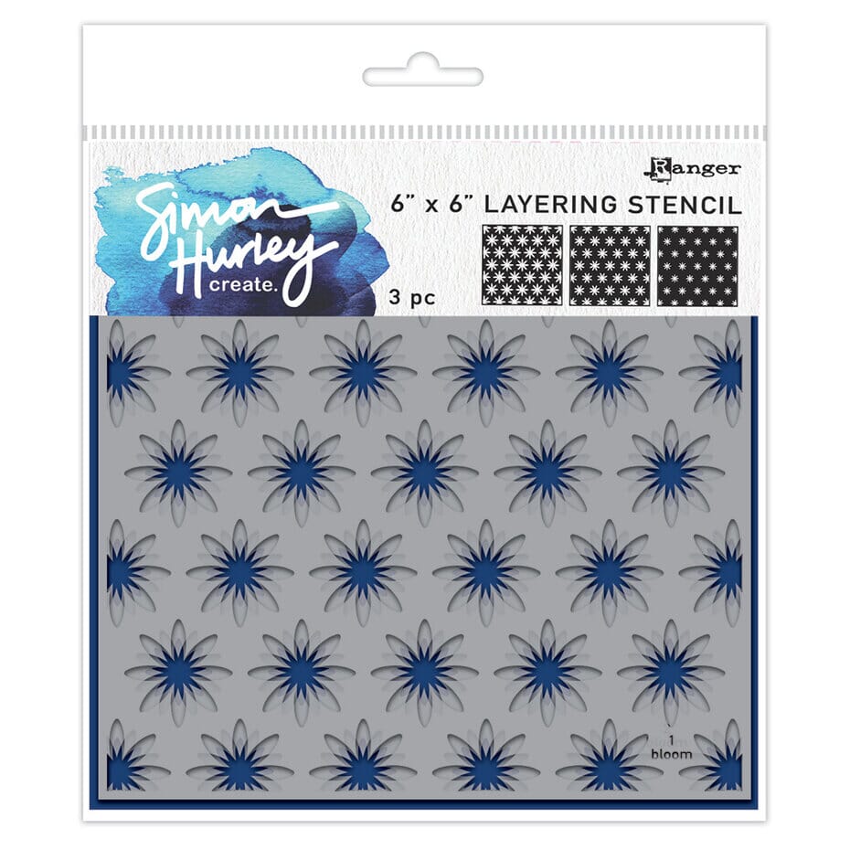 Simon Hurley - In Bloom Stencils 6x6 Inch - HOBBYKUNST NORGE