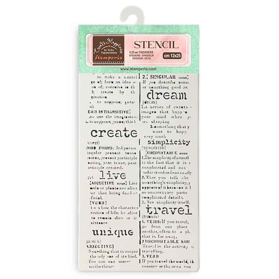 Stamperia - Dictionary Secret Diary Thick Stencil 12x25cm - HOBBYKUNST ...