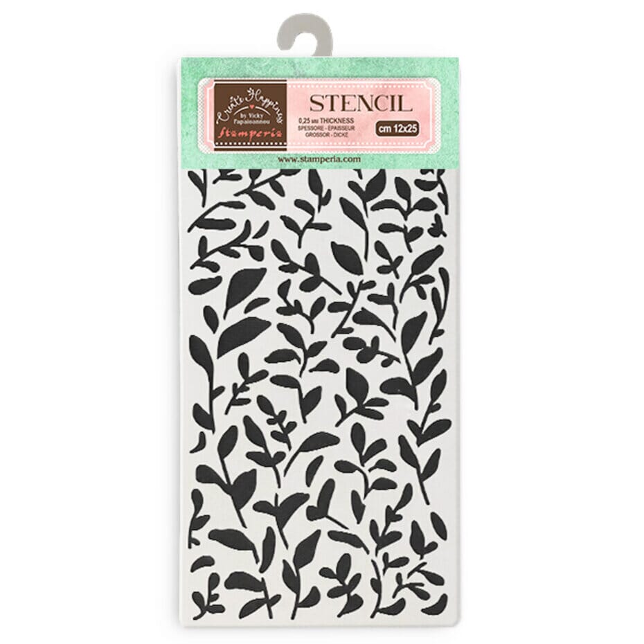 Stamperia - Leaves Pattern Secret Diary Thick Stencil - HOBBYKUNST NORGE