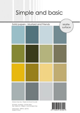 Simple and Basic - Mustard and Friends A5 Solid Papers - HOBBYKUNST NORGE