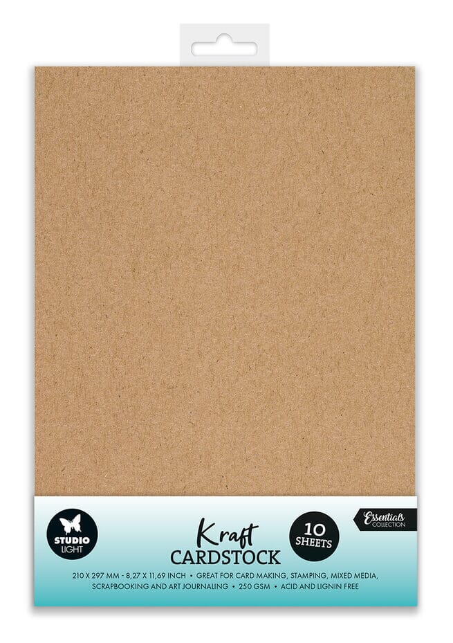 Studio Light - Kraft Cardstock, A4, 250 gms - HOBBYKUNST NORGE