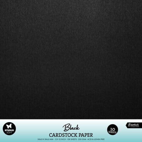 Studio Light - Black 12x12 Inch Cardstock Paper - HOBBYKUNST NORGE